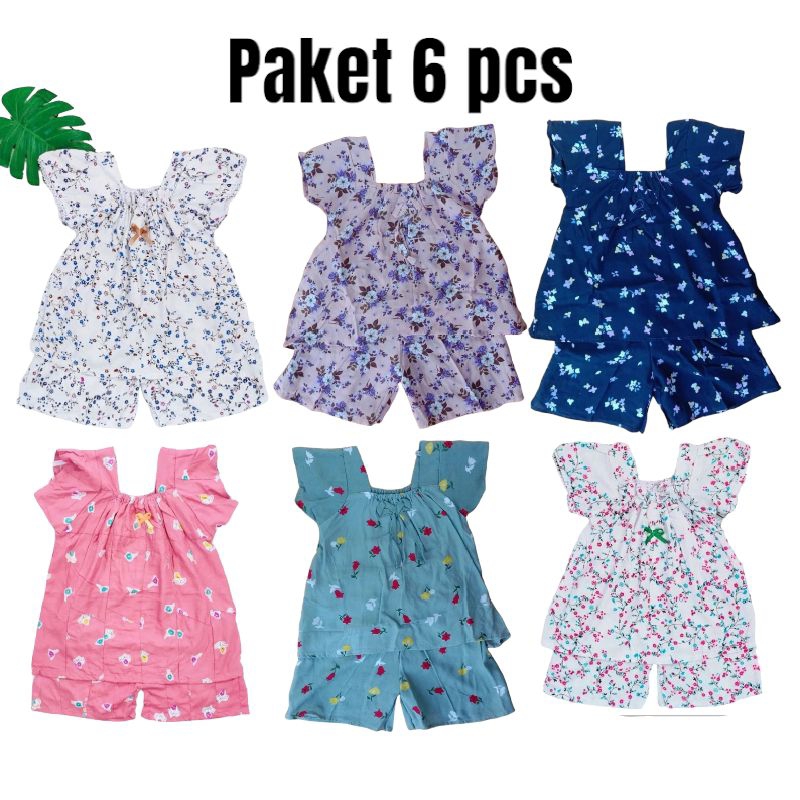 Jual PAKET 6 PCS SETELAN ANAK BAHAN KATUN RAYON USIA 1 BULAN SAMPAI 5 ...