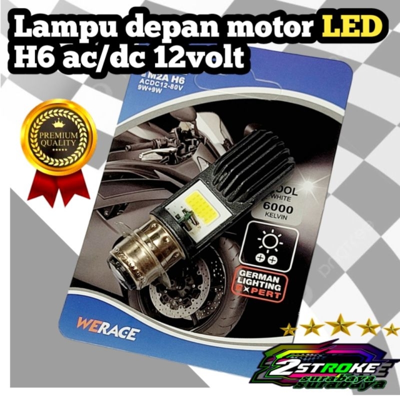 Jual DOP BOHLAM LAMPU DEPAN UTAMA MOTOR LED PUTIH BEBEK/MATIC H6 KAKI 1 ICC AC/DC BEAT VARIO ...