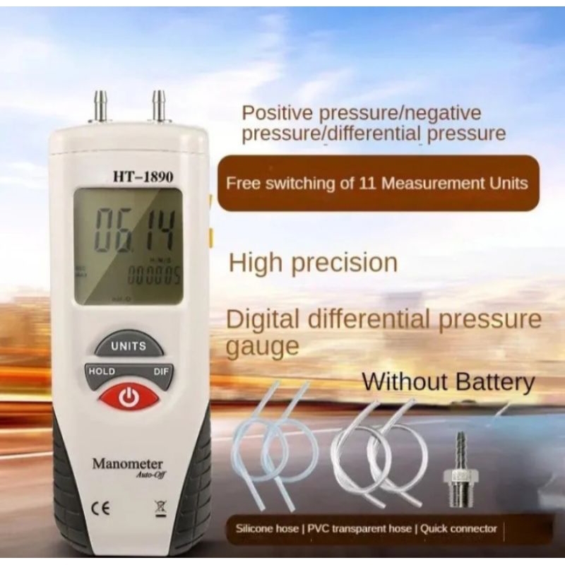 Jual Manometer HT1890 Digital Differential Gauge Air Pressure HT-1890 ...