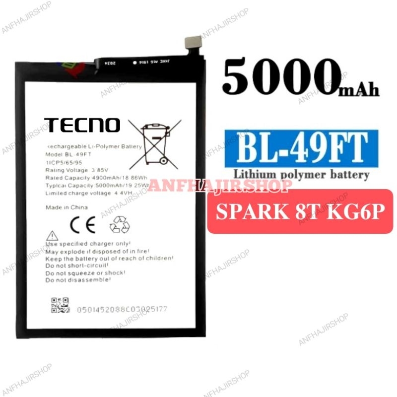 Jual BATRE BATERAI TECNO SPARK 8T KG6P BL-49FT BATRAI BATTERY TECNO SPARK8T SPARK 8 T KG 6P ...