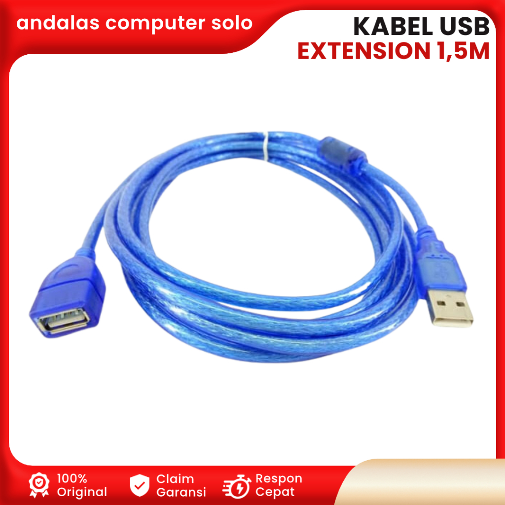 Jual KABEL EXTENTION PERPANJANGAN USB BIRU TRANSPARANT 1,5M 3M 5M 10M ...