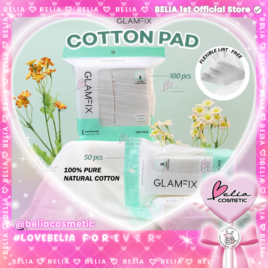 Jual BELIA GLAMFIX Cotton Pad Kapas 50pcs 100pcs | 3 Layer Structure ...