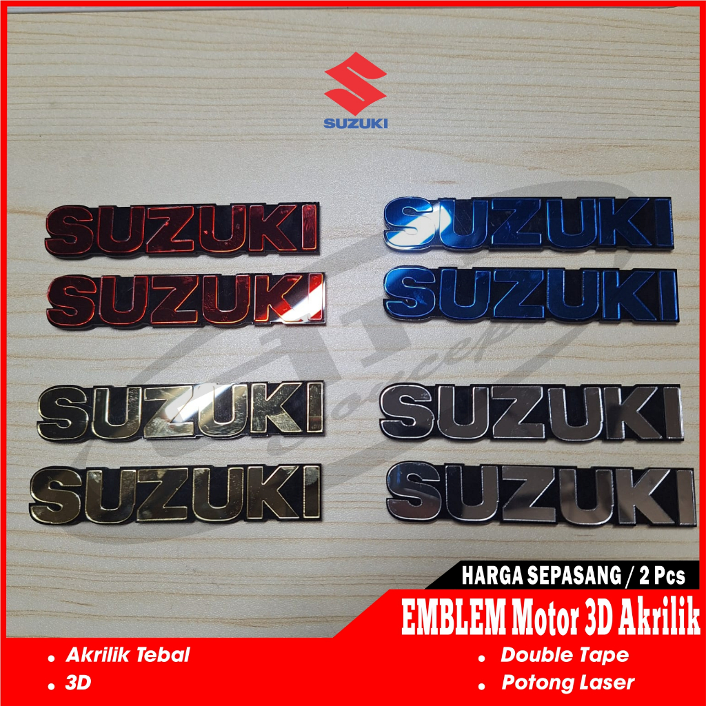 Jual Emblem Tulisan SUZUKI logo Timbul Motor 3D Akrilik Variasi Modip sepasang | Shopee Indonesia