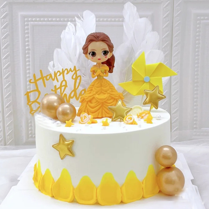 Jual Topper Pricess Belle Kuning Hiasan Kue Ulang tahun/warna kuning ...