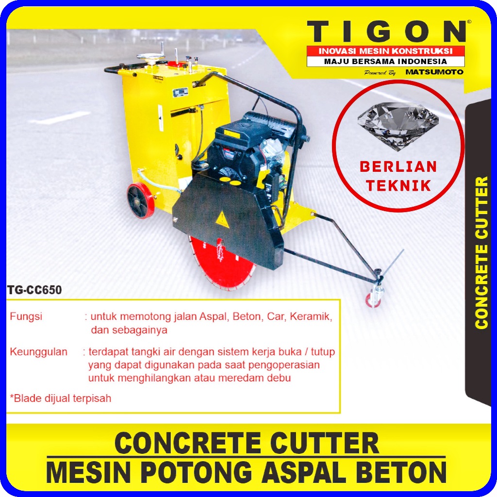 Jual Concrete Cutter Potong Aspal Tigon TG-CC 650 + Mesin Bensin 22 HP ...