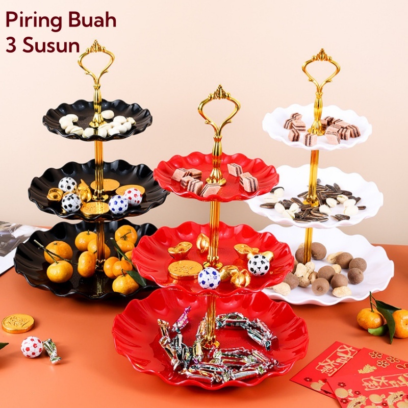 Jual Piring Sajian Kue Cupcake 3 Susun Aesthetic/Rak 3 Susun Saji Untuk Kue Cupcake Cake Display ...