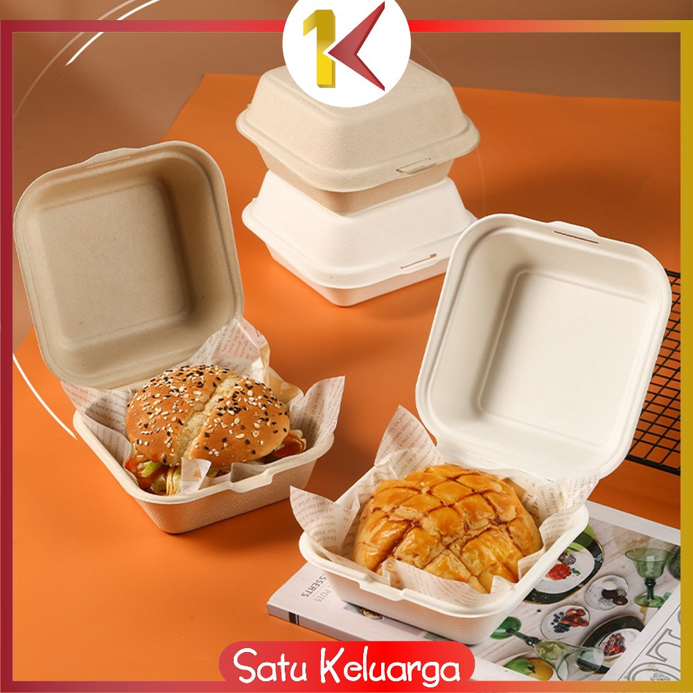 Jual SK-C1100 Bagasse Box Serat Tebu Lunch Box Burger 6in Food Grade ...