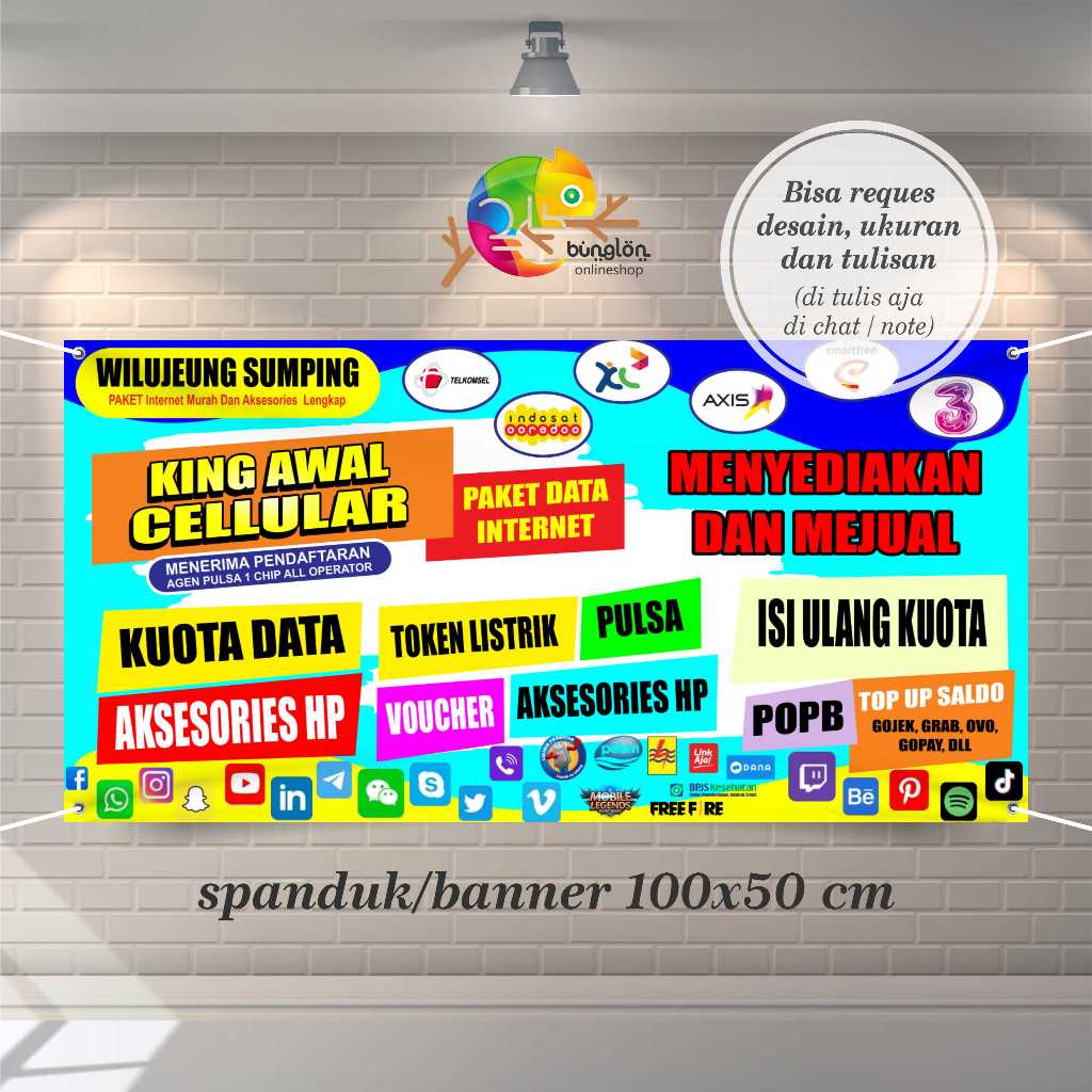 Jual Spanduk Banner Cellular Konter Pulsa Free Custom Desain | Shopee Indonesia