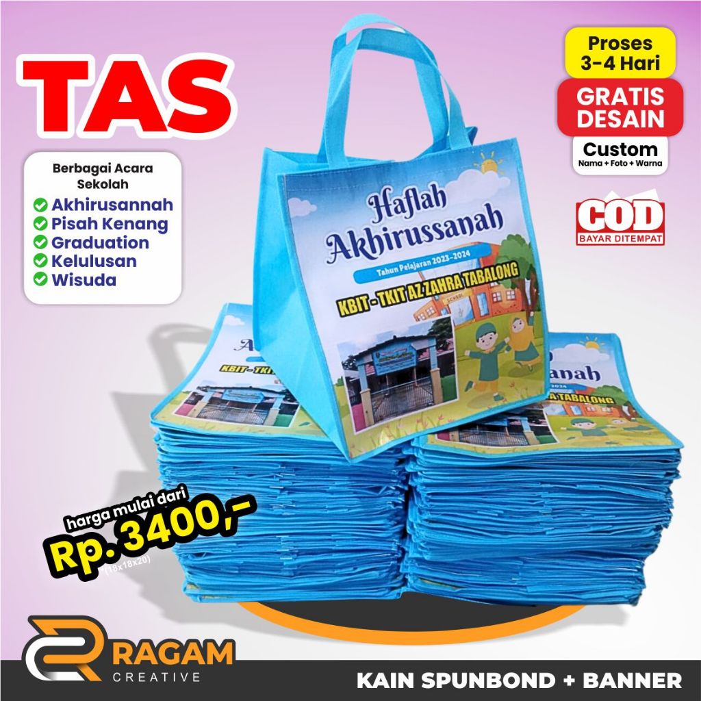 Jual Tas Souvenir Perpisahan Sekolah Custom Desain Logo / Haflah ...