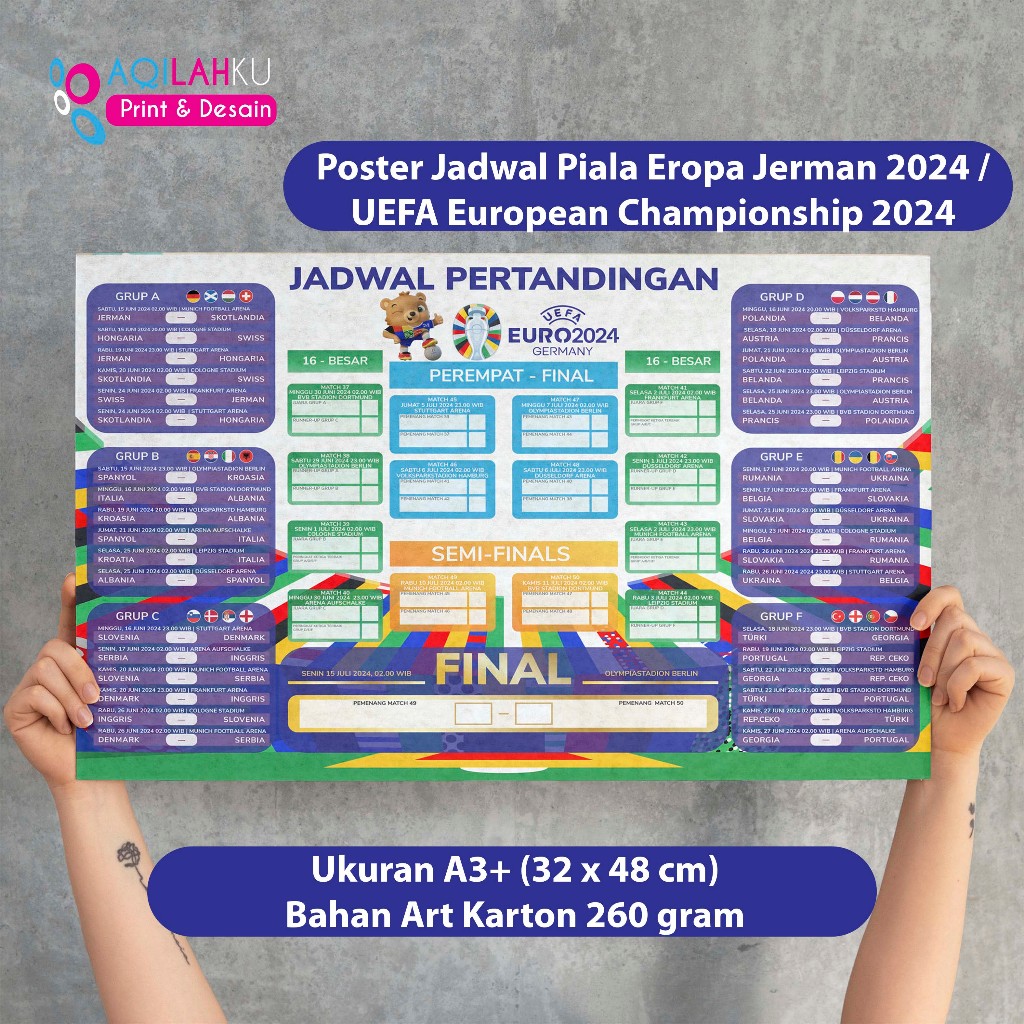 Jual Poster Jadwal Jadwal Piala Eropa 2024 Jerman/EURO 2024 | Shopee ...