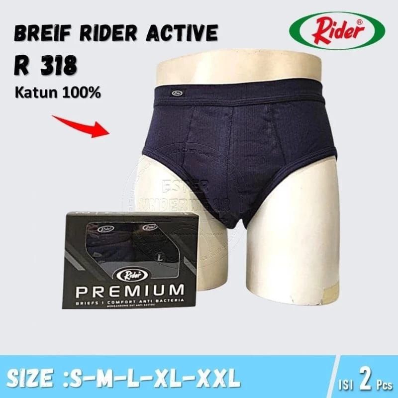 Jual RIDER Cd Pria Premium Brief man R318B Sekotak Isi 2Pcs | Shopee ...