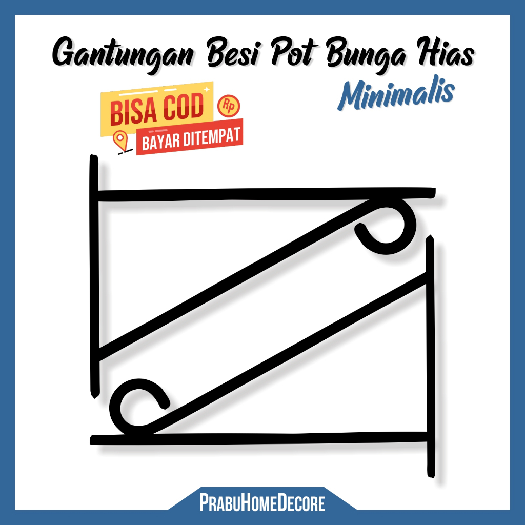 Jual Cantolan Besi Bulat Pot Bunga Hias Dinding Hitam dan Putih ...