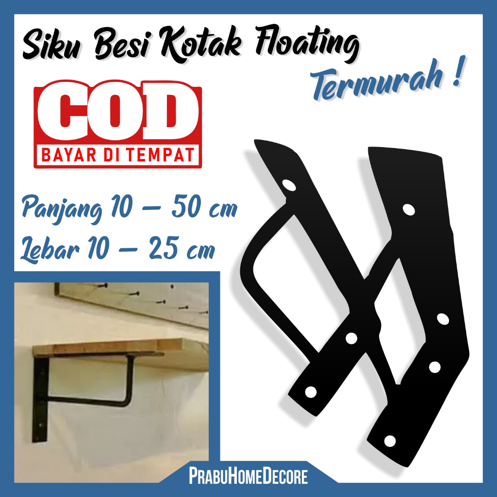 Jual Siku Besi Floating Penahan Rak Dinding Gantung Panjang 10 - 50 cm ...