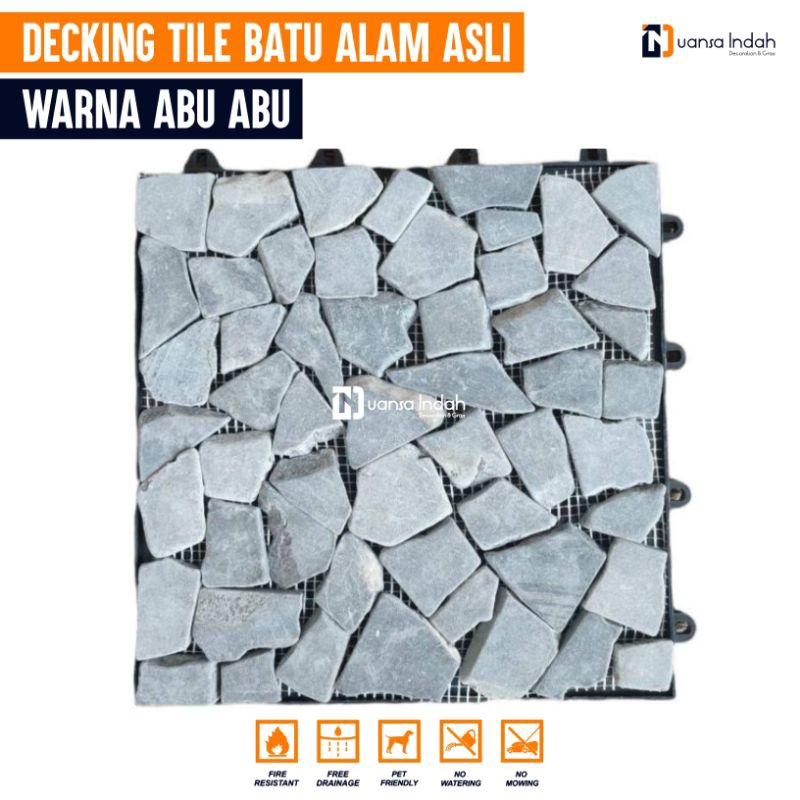 Jual DECKING TILE BATU ALAM ASLI WARNA ABU ABU | Shopee Indonesia