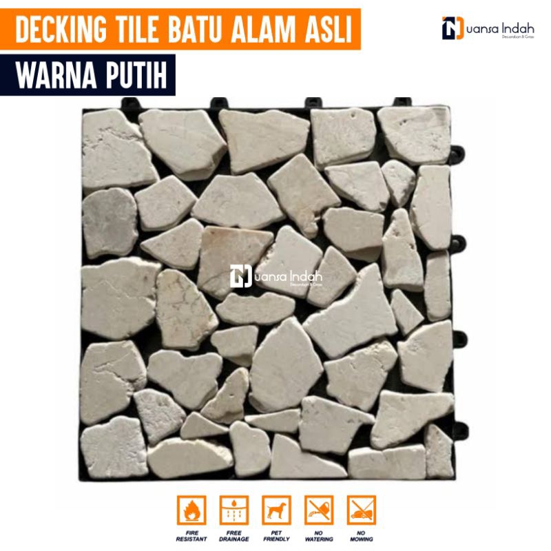 Jual DECKING TILE BATU ALAM ASLI WARNA PUTIH | Shopee Indonesia