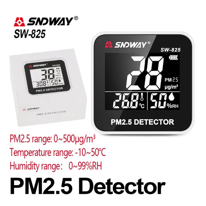 Jual SNDWAY SW-825 Alat Ukur Kwalitas Udara Digital PM2.5 Detector 0-500ug/m³ Mini Portable ...