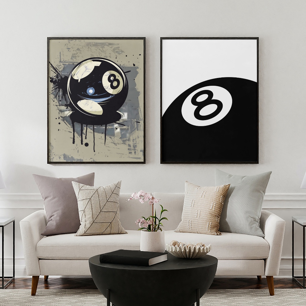 Jual ROTA - Poster Minimalis 8 Ball Hiasan Dinding Ukuran Frameblock A3 ...