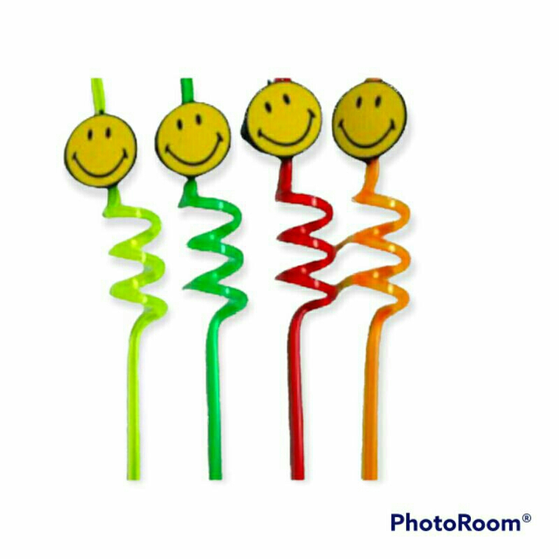 Jual sedotan spiral Lucu dan unik motif smile emoji emoticon | Shopee ...