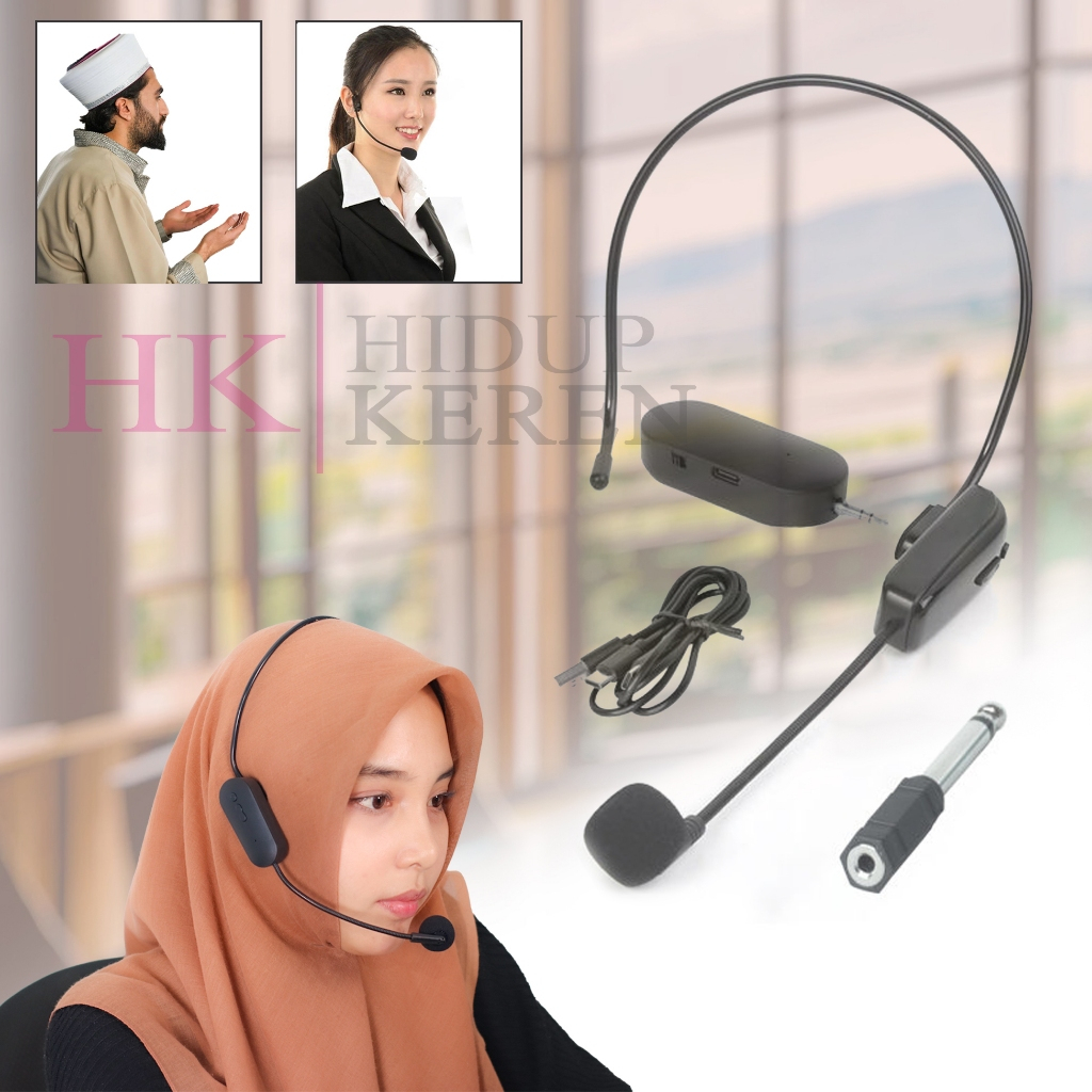 Jual Microphone Mic Clip On Wireless UHF 2.4G Presentasi Tur Mikrofon Imam Masjid Musholla AY ...