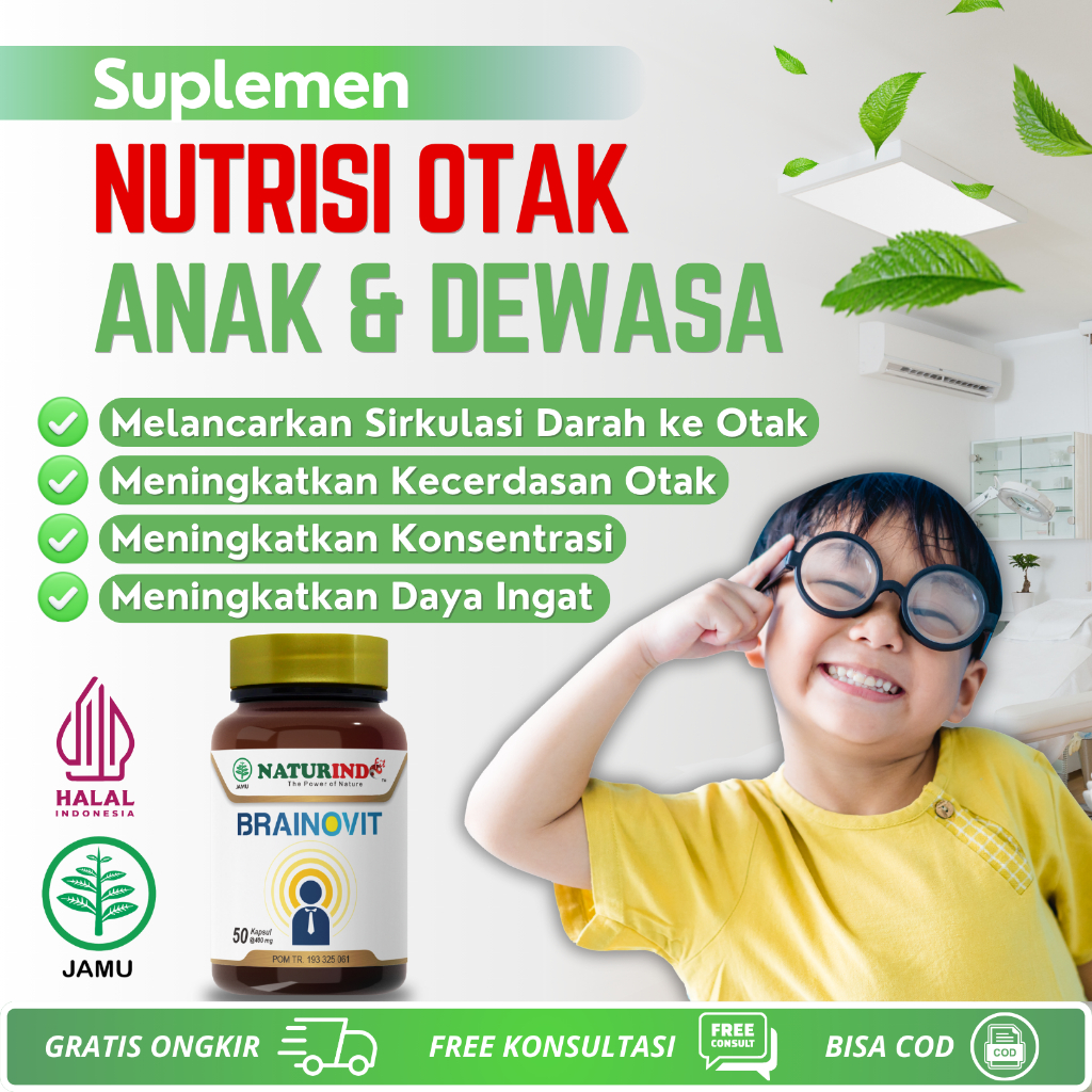 Jual Suplemen Nutrisi Otak Daya Ingat Obat Pintar Alami Vitamin Otak Anak dan Dewasa Brainovit ...