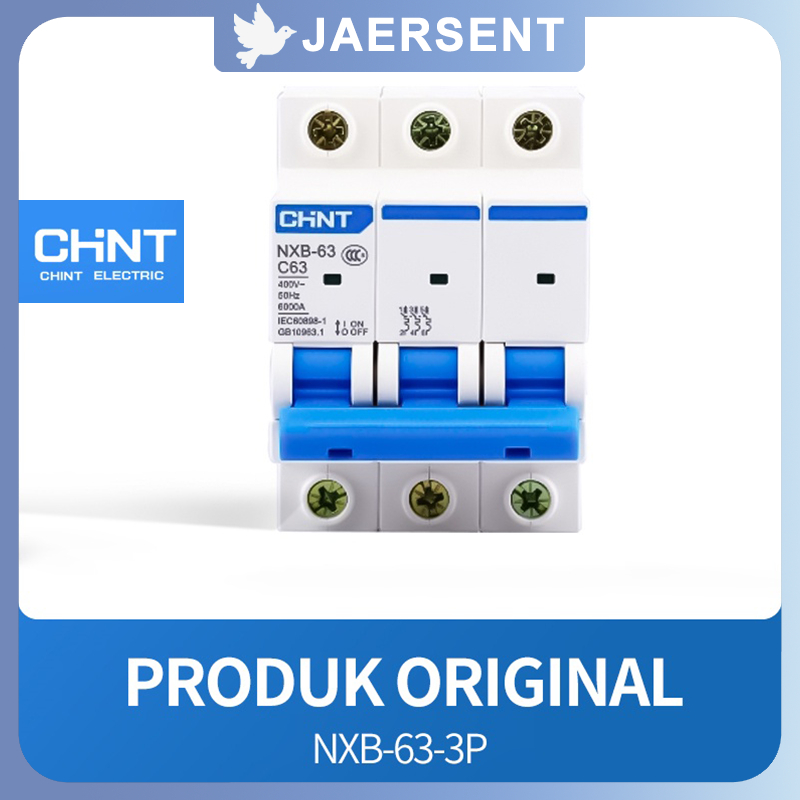 Jual MCB CHINT MCB 3 Pas 3 Phase 3P 6KA NXB-63 10A 40A ampere AC220V-480V kontaktor 3 phase ...