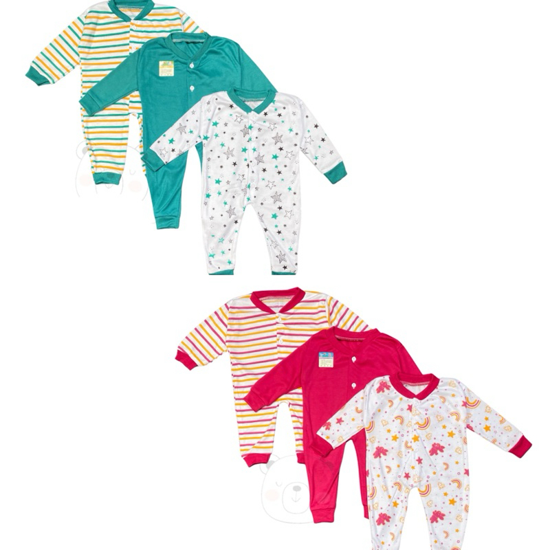 Jual 3 Pcs Jumpsuit Sleepsuit Bayi Baru Lahir Romper Bayi Jumper Bayi ...