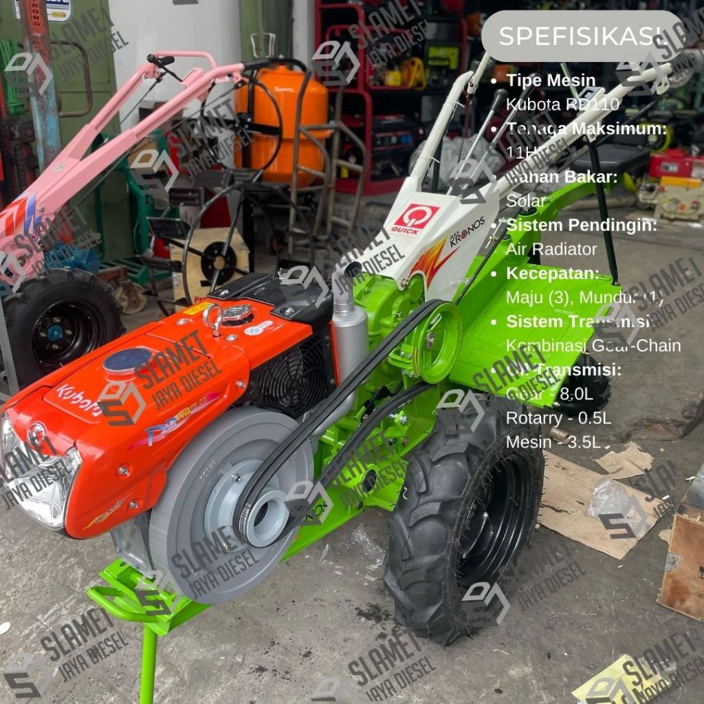 Jual Traktor Quick Kronos Paket Lengkap Kubota RD110 - 11HP | Shopee ...