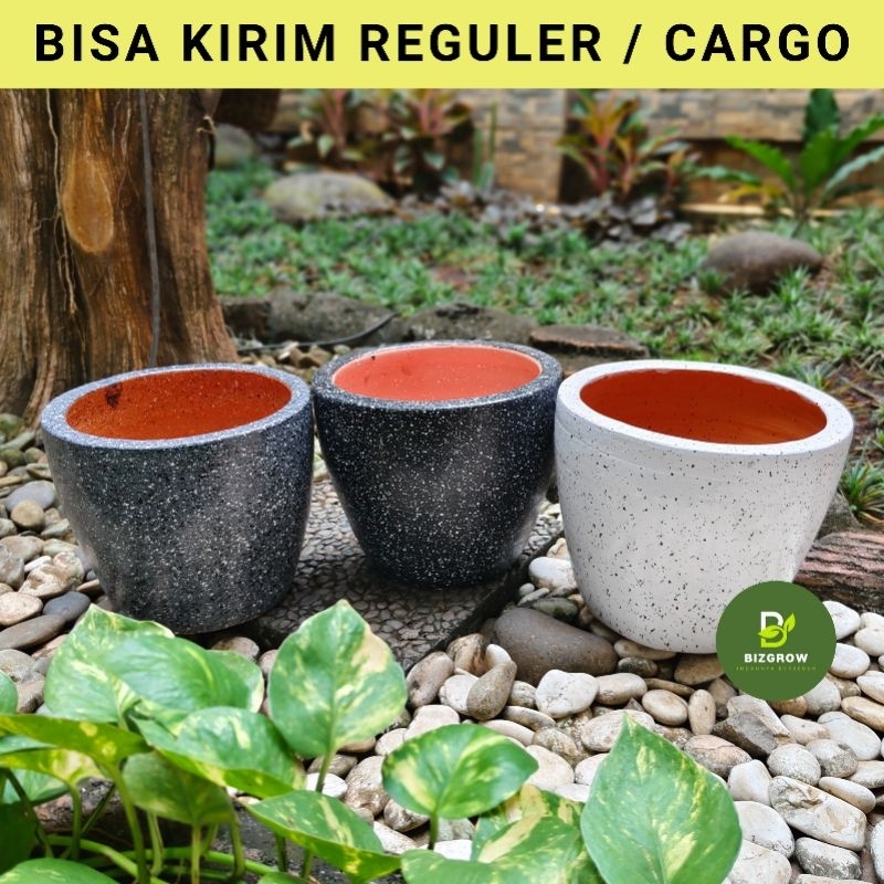 Jual Pot Mangkok Jambangan 20cm | Pot Gerabah Tanah Liat Motif Terazzo ...