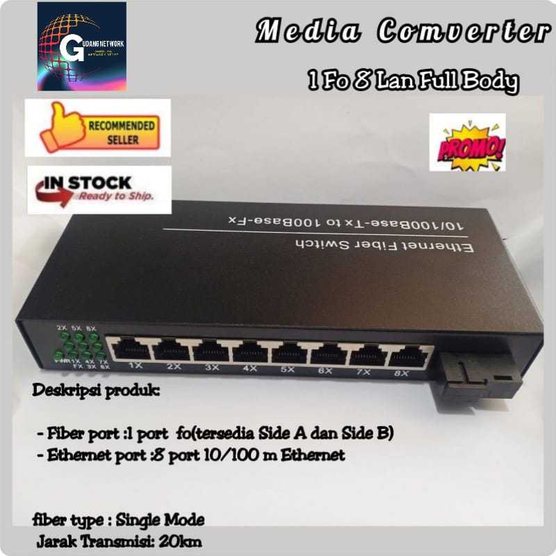 Jual FIBER OPTIC MEDIA CONVERTER ETHERNET 1 FO 8 LAN SIDE ( B ) RJ45 ...