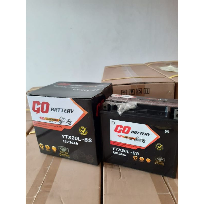 Jual Aki Kering Motor Go Battery YTX20L-BS FITX20L-BS 12V 20Ah Harley ...