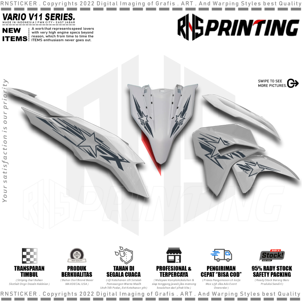 Jual VRV11 Cutting Sticker Striping Variasi Vario 125 New 2023 Gen 2 Desain Bintang Disel Tren ...