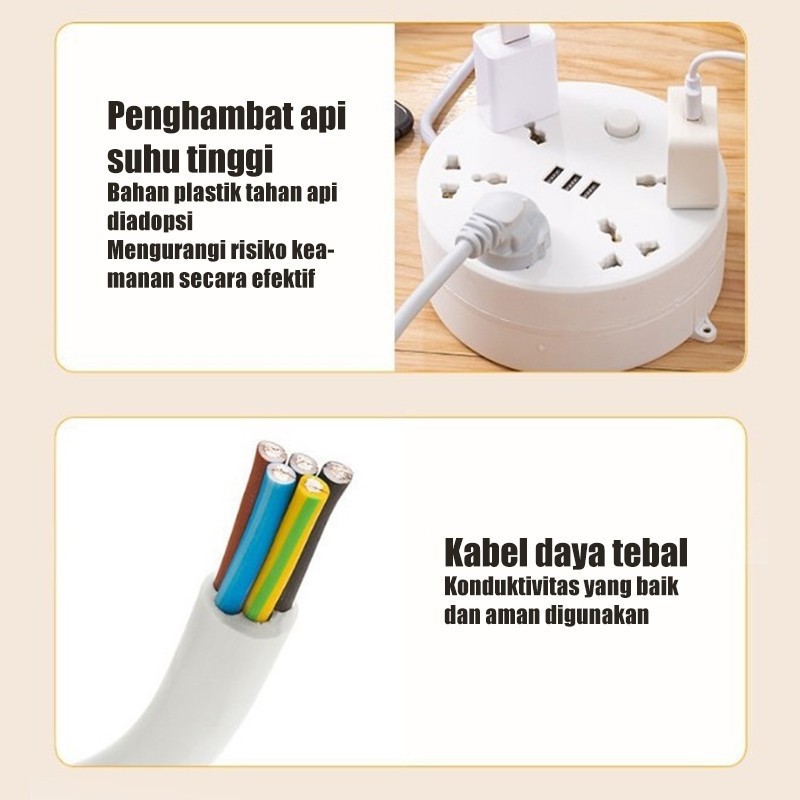 Jual Circle Port 5 Port 3 USB Stop Kontak Colokan Kabel Sambungan Kabel ...