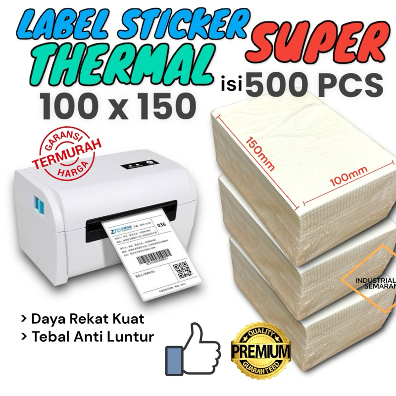 Jual SUPER A6 100x150 isi 500 PCSA Kertas Sticker Label Barcode Thermal 100 x 150 mm Termal ...