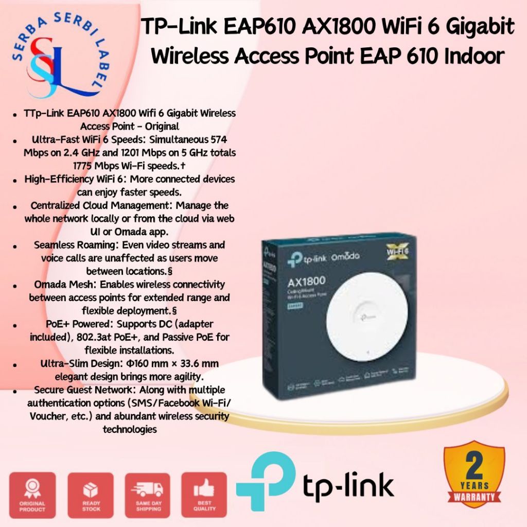 Jual TP-Link EAP610 AX1800 WiFi 6 Gigabit Wireless Access Point EAP 610 ...