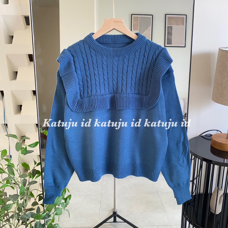 Jual Blouse Rajut Ruffle Cable MANDA | Shopee Indonesia