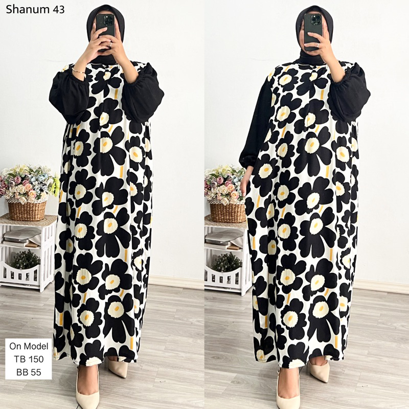 Jual SHANUM DRESS / Gamis Rayon Kombinasi / Gamis Rayon Motif Busui ...