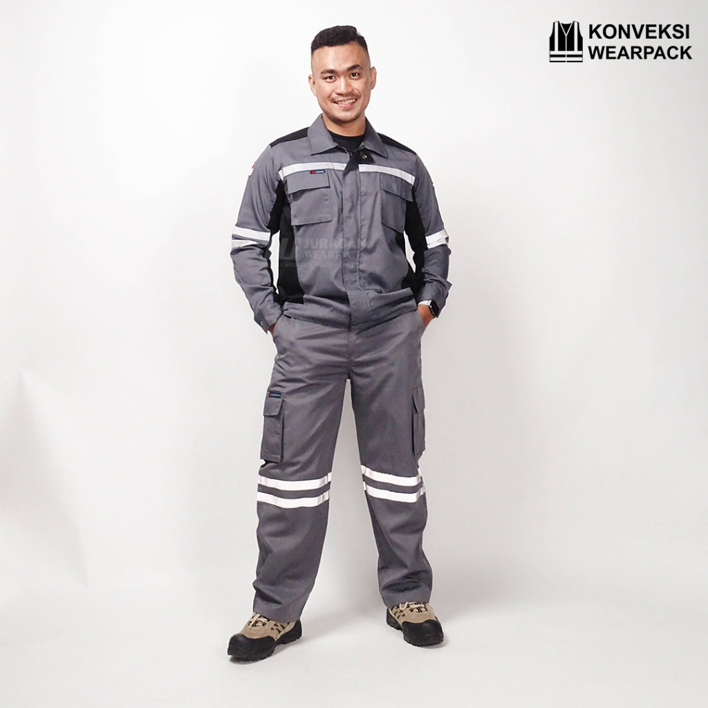 Jual Wearpack Safety Setelan Atasan Warna Abu Hitam Bawahan Celana ...