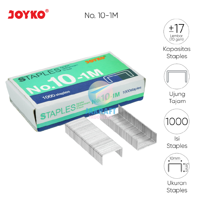 Jual (1000 Pcs) Staples Kecil Sedang JOYKO No.10-1M Refill Isi Stapler ...
