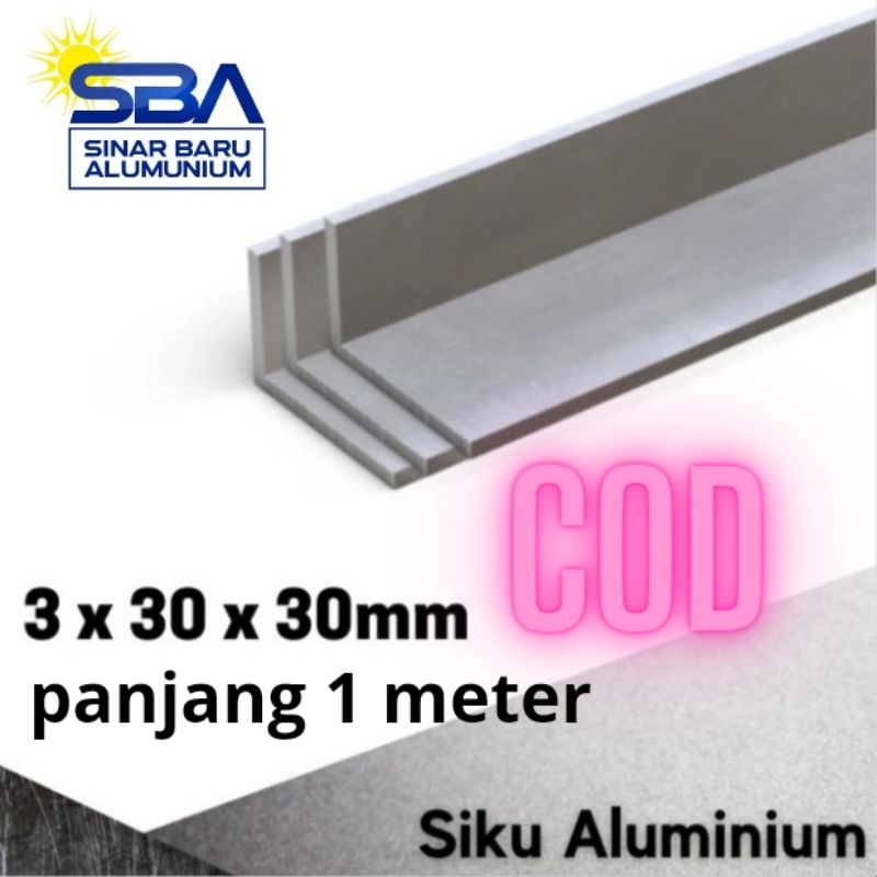 Jual List siku alumunium ukuran 3cm X 3 cm tebel 3 mm panjang 1 meter ...