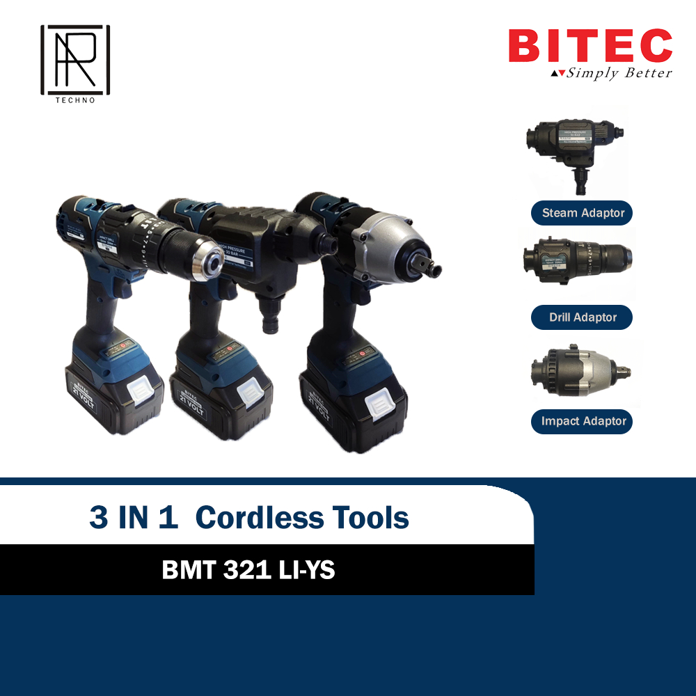 Jual BITEC Cordless 3 in 1 Brushless Multi Tools BMT 321 Li-YS Impact Jet Clean Drill | Shopee ...