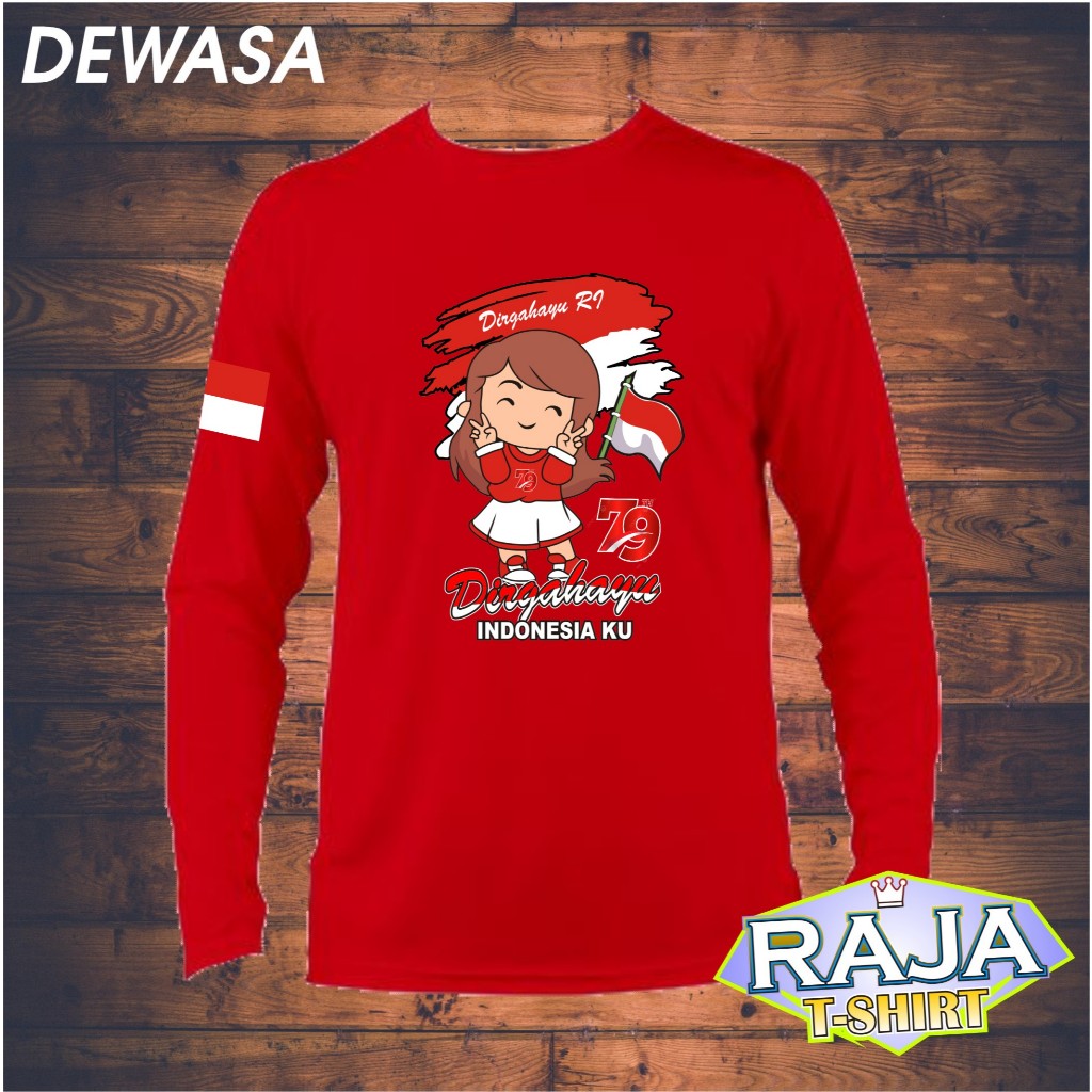 Jual KAOS KARTUN CWE DIRGAHAYU REPUBLIK INDONESIA HUT RI 79 PANITIA AGUSTUSAN LENGAN PANJANG ...