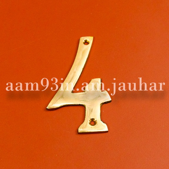 Jual huruf angka nomer rumah kuningan tinggi 10 cm angka nomor 4 ...