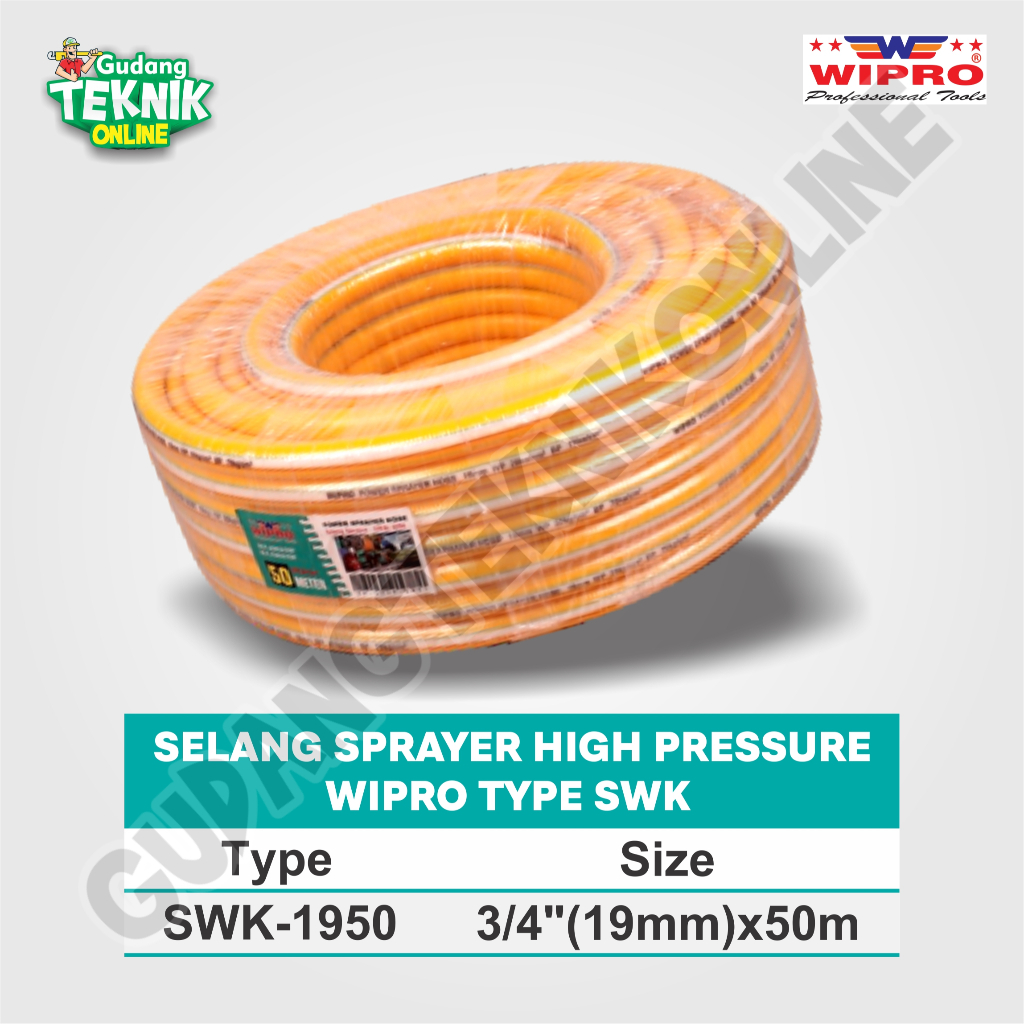 Jual Selang Jet Cleaner WIPRO 1 ROLL 50M SWK-1950 / Selang Sprayer High ...