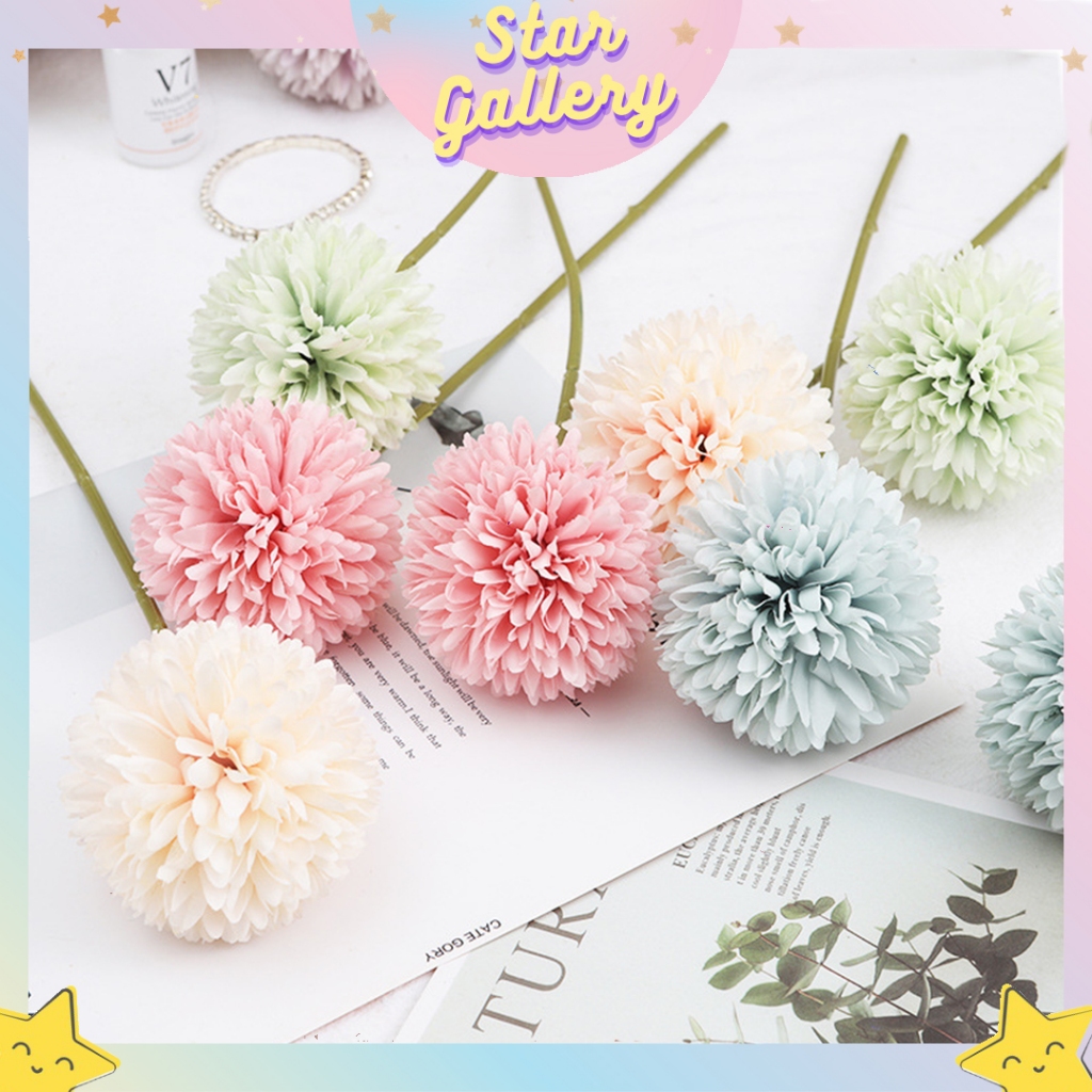 Jual Bunga Pom Pom Artificial Bunga Buket Pompom Warna Artificial ...