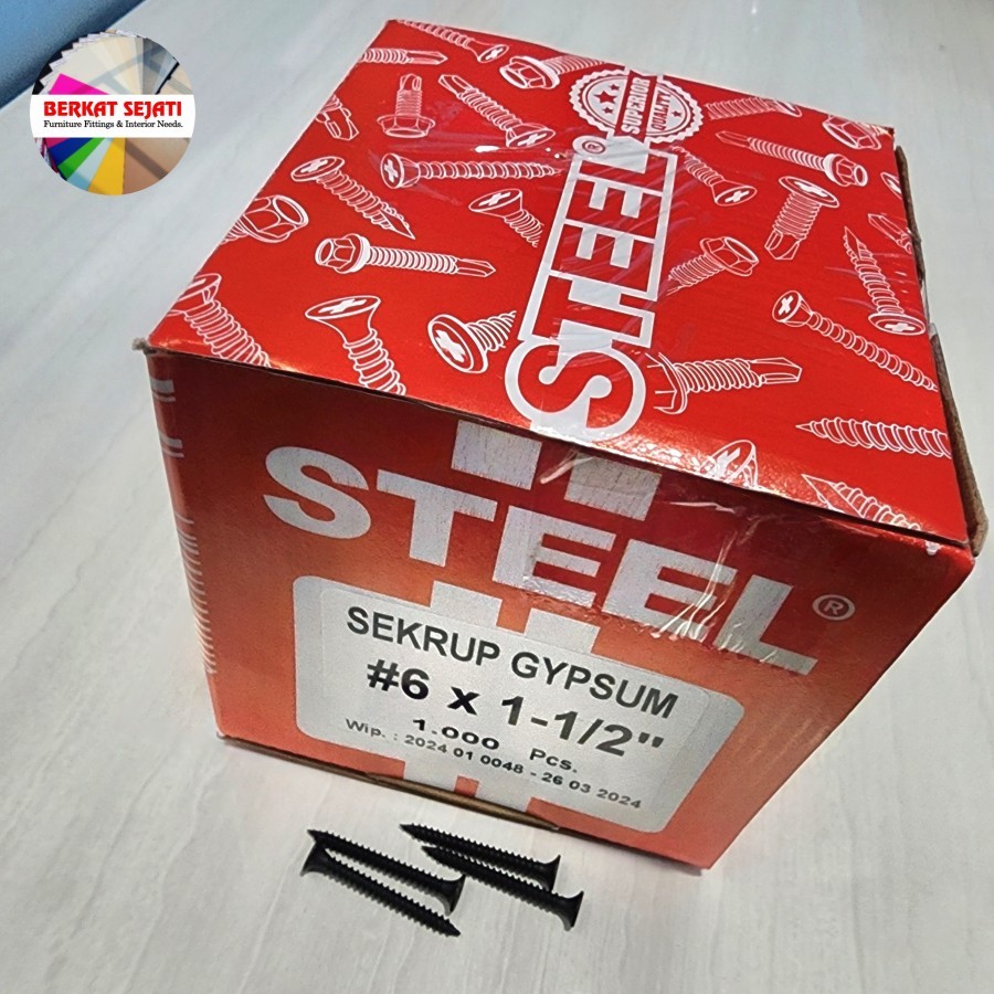 Jual Sekrup Gypsum 6 x 1 1/2" inch STEEL Skrup Gipsum Drywall 1 DUS ...