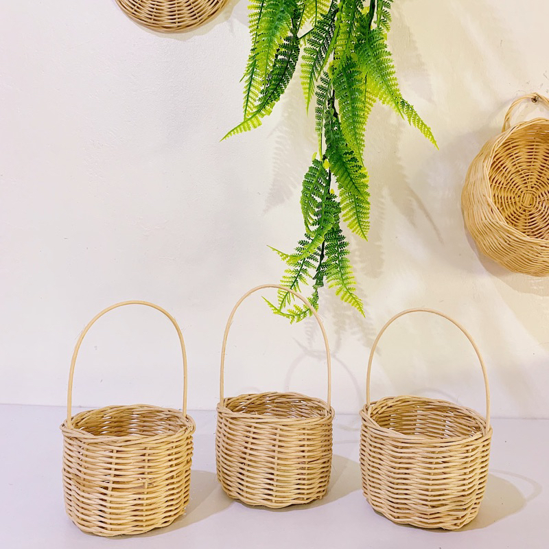 Jual Keranjang Rotan Mini Handle / Keranjang Bunga / Keranjang Souvenir ...