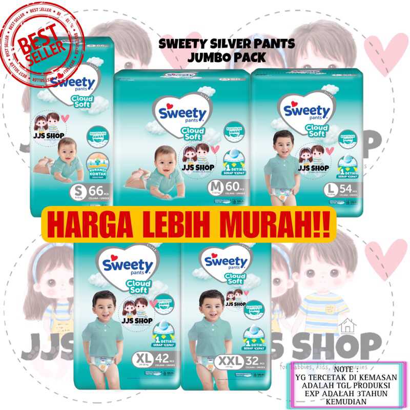 Jual SWEETY SILVER PANTS S66 M60 L54 XL42 XXL32 S32 M30 L28 XL26 XXL22 ...
