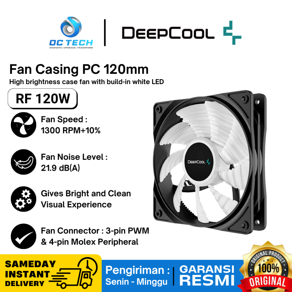 Jual Deepcool RF 120 WHITE 120W 12CM LED FAN CASE Fan Casing Deepcool ...