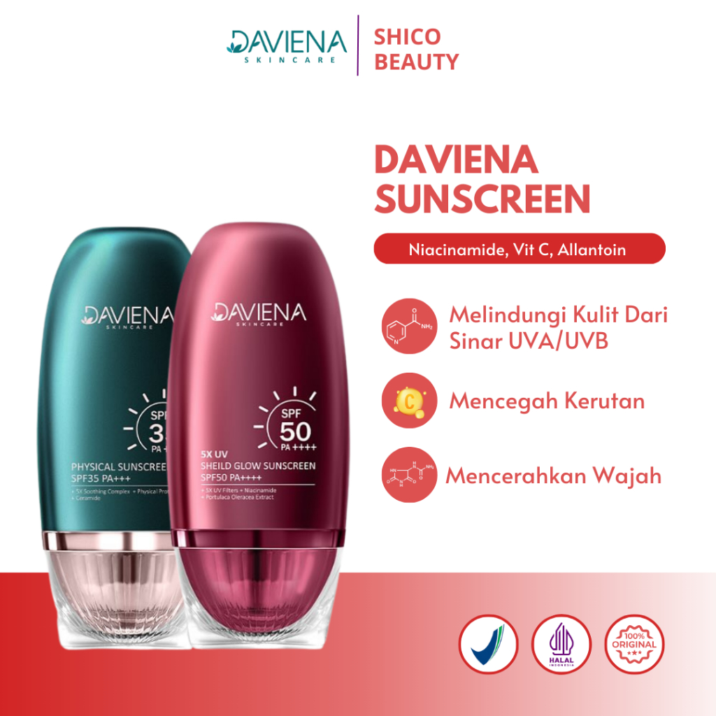 Jual DAVIENA SKINCARE SUNSCREEN SPF 35 PA+++ DAN SUNSCREEN SPF 50 ...