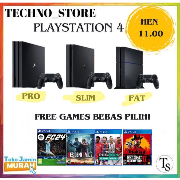 Jual PS4 | PS 4 PRO | PS 4 SLIM | PS 4 FAT HEN VERSI 11.00 FREE GAMES PERMANEN | Shopee Indonesia